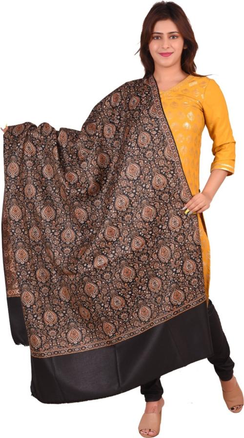 Buy FusFus Women Brown Self Design Acrylic Shawl - Free Size Online at ...