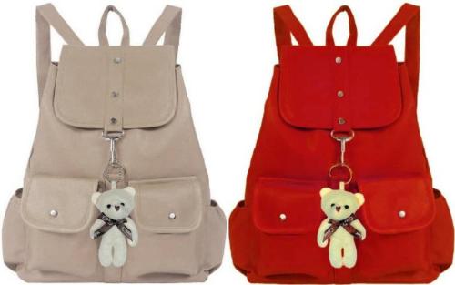 Buy TARSHI Beige and Red Genuine Leather Pocket Attach Teddy Travel ...