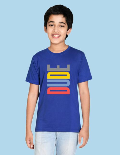 Buy Nusyl boys dude printed royal blue colored cotton rich tshirt ...