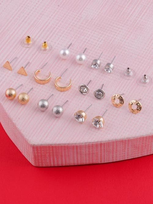 Buy LYRISS 9 Pairs Earrings Combo Set Latest Stylish Crystal Pearl ...
