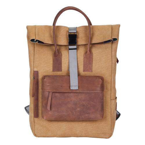 Buy Rustic Leather Astro Waxed Canvas Leather Laptop Backpack Camel ...