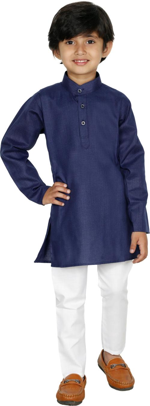 Buy Dkgf Fashion Boys Dark Blue Self Design Cotton Blend Pack of 2 ...