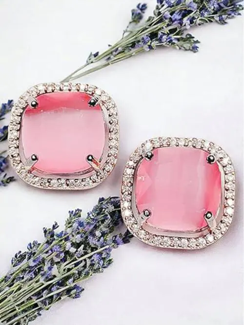 Buy TREND CREATION Black Rose Polish AAA AD Stone Stud Earring For ...