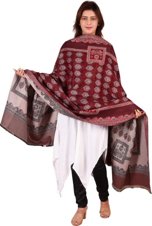 Buy FusFus Women Multicolor Woven Acrylic Shawl - Free Size Online at ...