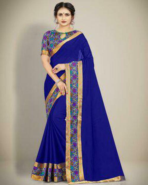 Buy Rajshree Women Blue Rangoli Saree with Blouse Online at Best Prices ...