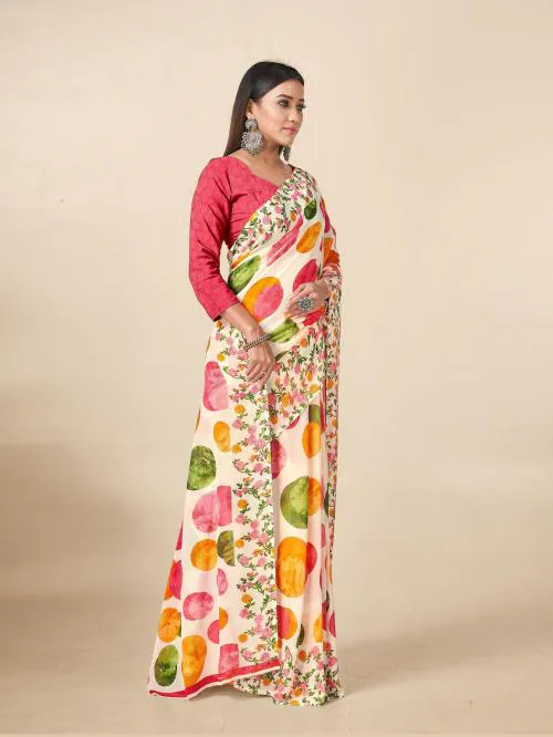 Buy VIPRA DESIGNER Women Red Printed Georgette Bollywood Saree Online ...