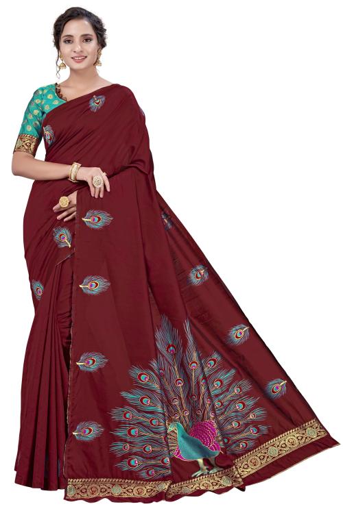 Buy Sariya Woven Embellished Daily Wear Silk Blend Jacquard Saree ...