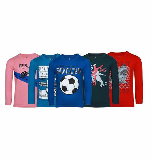 Buy PIP N PAP Boys Multicolor Cotton T-Shirt (Pack of 5) Online at Best ...