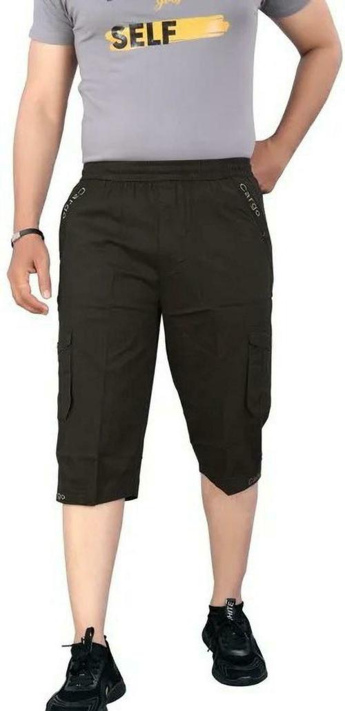 Buy WINSUNITY Black Solid Cotton Blend Men'S Three-Fourths - XXL Online ...