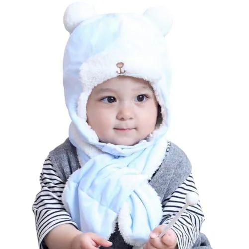 Buy FASHIONIO Baby Woolen Winter Caps Set for Kids, with Caps and Neck Warmer, Skull Caps Set ...