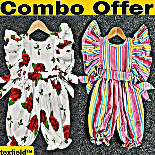 nextfield Girls Multicolor Self Design Rayon Pack Of 2 Jumpsuit (9-12M) - JioMart