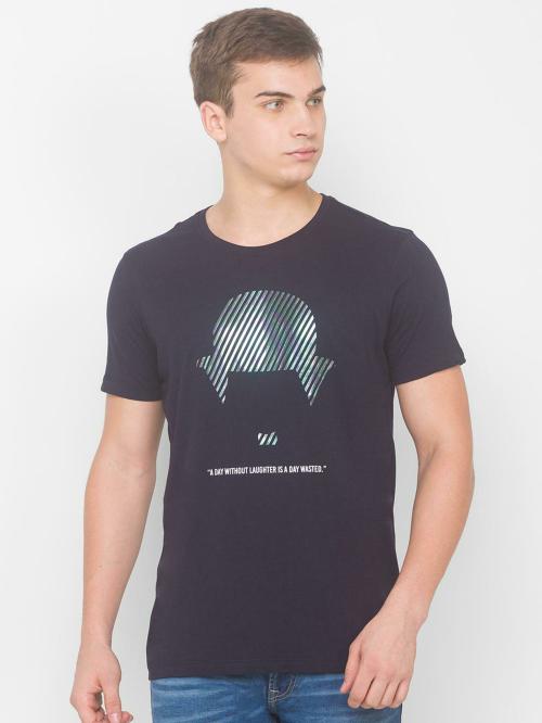 Buy Spykar Blue Cotton Slim Fit T-shirt For Men Online at Best Prices ...