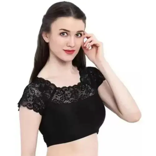 Buy SUNBRUST Lycra Blend Short Sleeves Square Neck Self Design Pattern ...