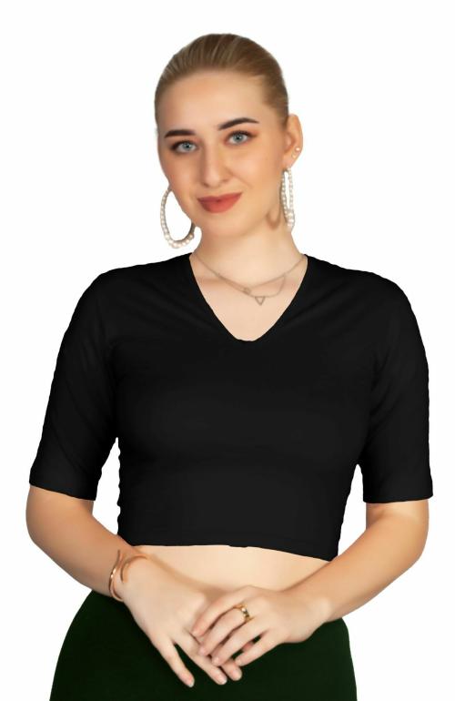 Buy AD2CART VA4146 Women CottonDeep v neck Elbownsleeve Blouse Draw ...