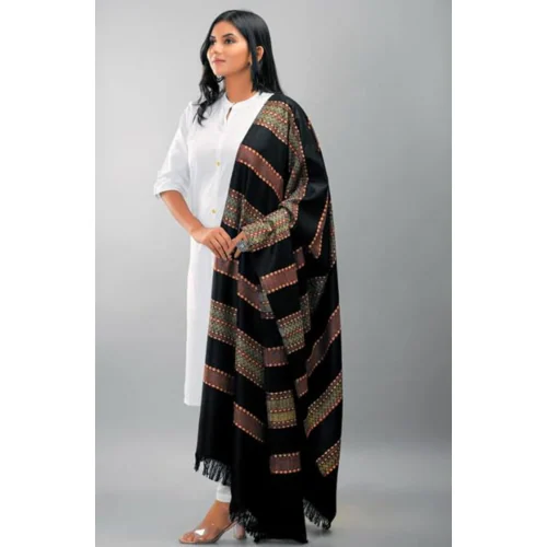 Buy Zingle Women's Kashmiri Warm Woolen Zari Thread Work Self Design ...