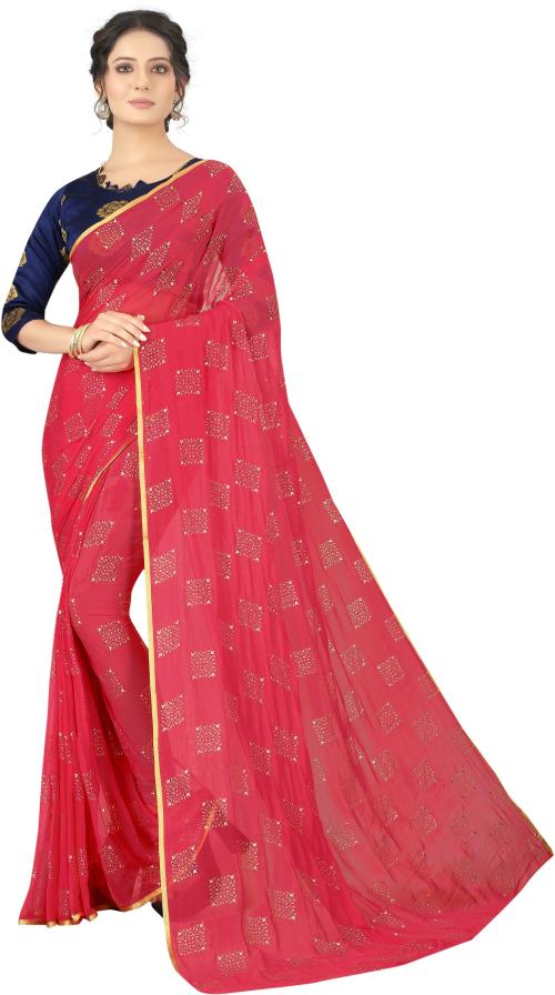 Buy NISHA CREATION Women Multicolor Embroidered Chiffon Single Saree ...