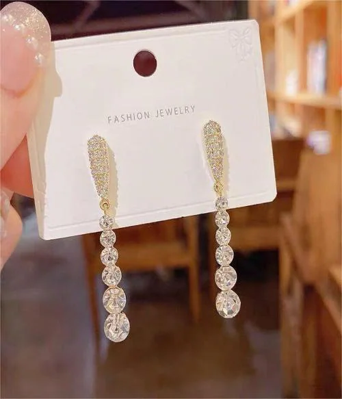 Buy DESTINY JEWEL'S Korean Gold Plated Rhinestone Drope Korean Earrings ...
