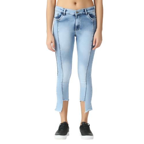 Buy Viosfaira Women Jeans Skinny Ice Wash with Bottom Rips Online at ...