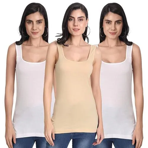 Buy MARICORN Women's Regular Fit Sleeveless Cotton Long Camisole Slip ...