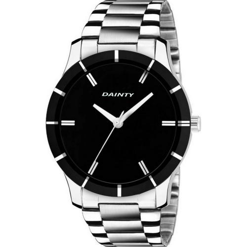 Buy DAINTY Analog Black Dial Silver Strap Watch for Men Online at Best ...