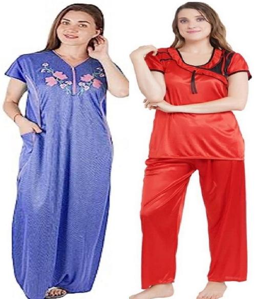 Buy BEAUTY CRAZE Women's Hosiery Cotton Maxy Nighty And Satin Night ...