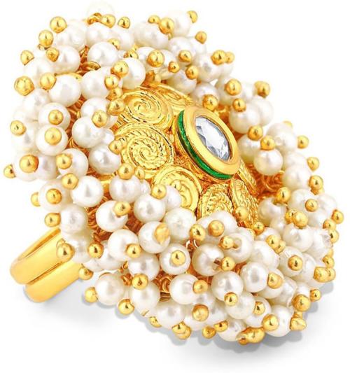 Aviksha Creations Gold-Plated Alloy Cubic Zirconia Ring Set For Women ...