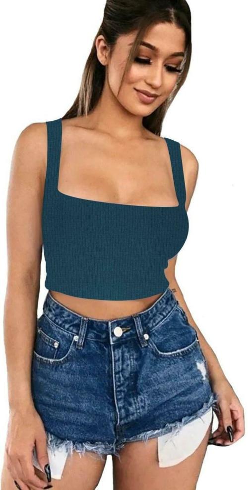 Buy THE BLAZZE_Women Cotton Blend Blue Crop Top_S Online at Best Prices in India - JioMart.
