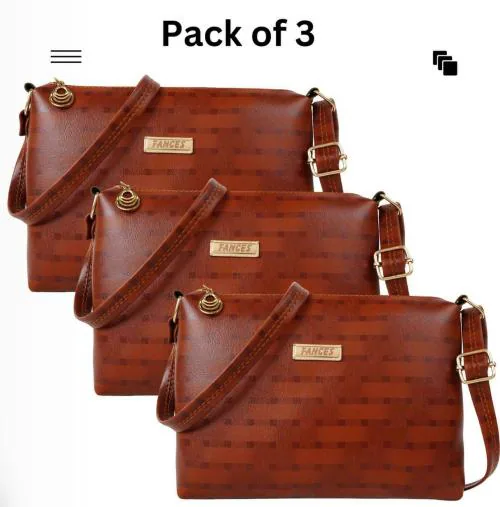 Buy Fances Tan Sling Bag Women Sling Bag-(pack of 3) Online at Best ...