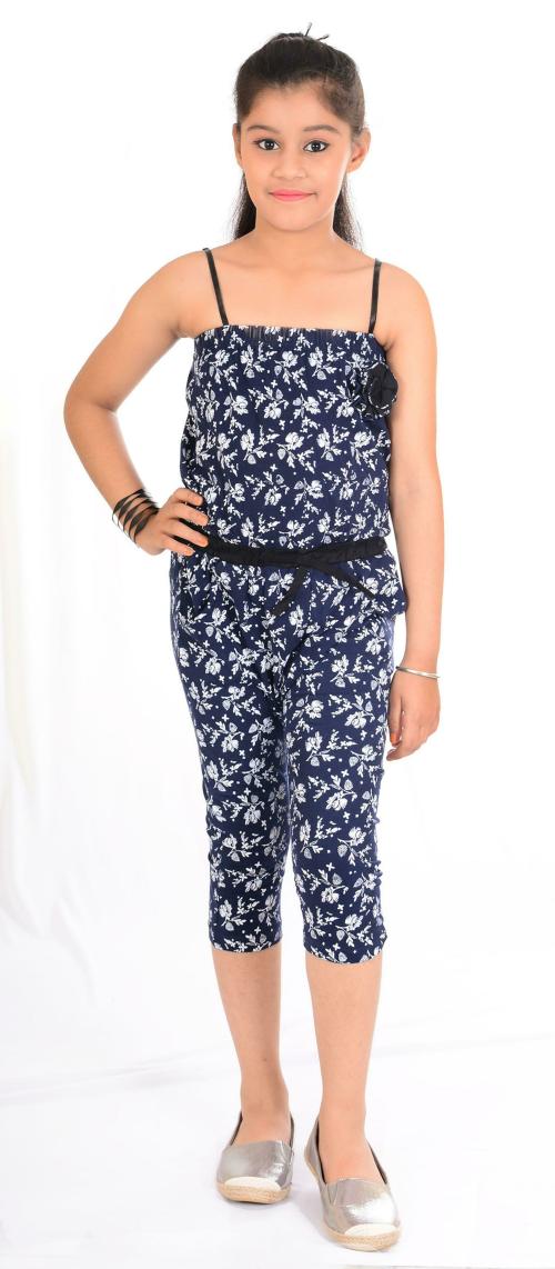 Buy Naughty Ninos Girls Navy Blue Floral Print Jumpsuit Online at Best Prices in India - JioMart.