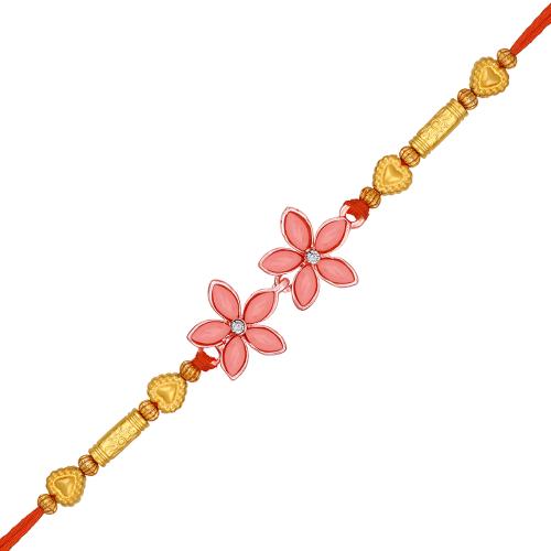 Buy Mahi Gold Plated Carrot Pink Crystals Floral Rakhi for Bhaiya ...
