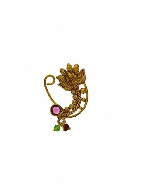Buy Anuradha Art Jewellery Women Gold Plated Copper Maharashtrian Nose Ring Nath Online at Best ...