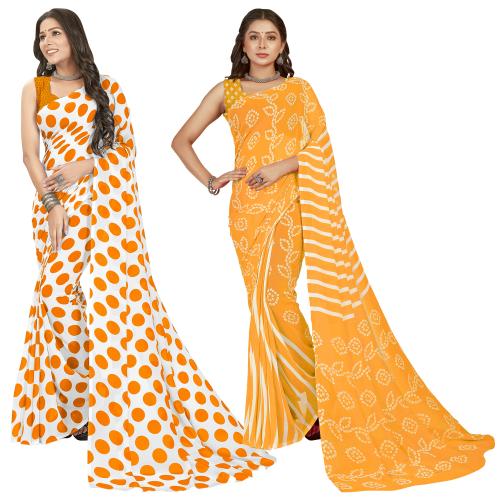 Buy Anand Women Multicolor Self Design Pattern Georgette Pack of 2 ...