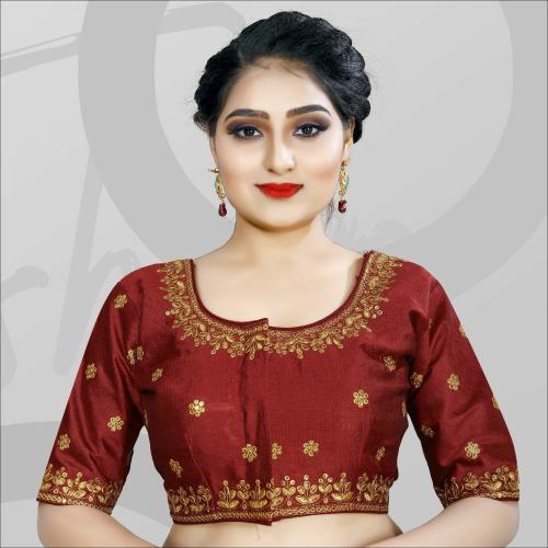 Buy Jay Pal Women Maroon Art Silk U-Neck Blouse Online at Best Prices ...