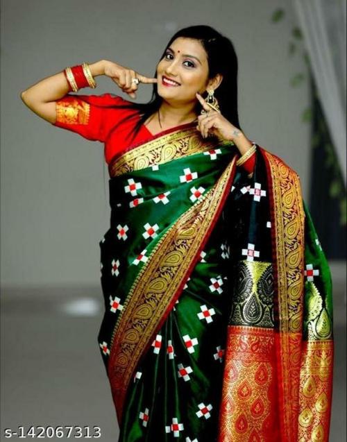 Buy GS Creation Naziyasarees Women Bottle Green, Dark Green Satin Sambalpuri Saree Online at ...