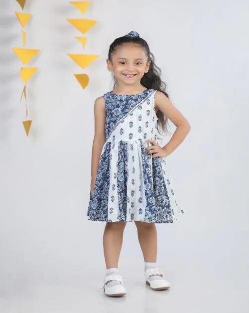 Buy Budding Bees Blue & White Striped Flare Girls Dress Online at Best Prices in India - JioMart.