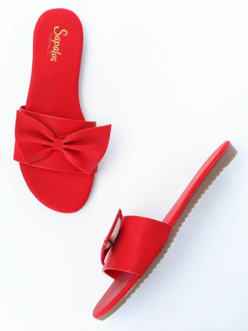 Buy Mijas Trendy Red Flat Sandals for Women Online at Best Prices in ...
