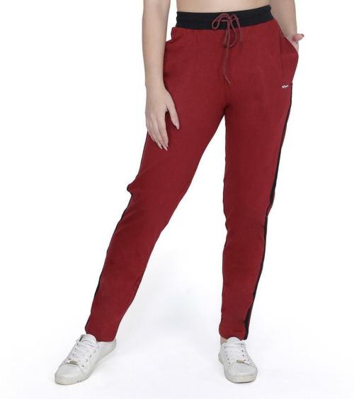 Buy HiFlyers Women Solid Maroon Track Pants Online at Best Prices in ...