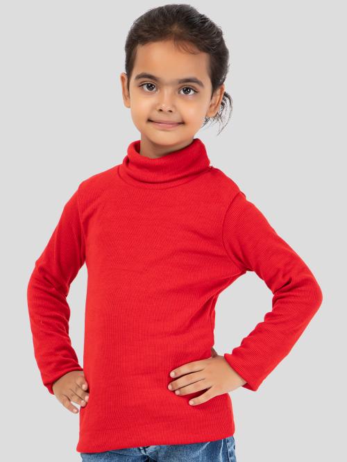 Buy YHA Girls Turtle Neck Full Sleeve T-Shirt Red Online at Best Prices ...