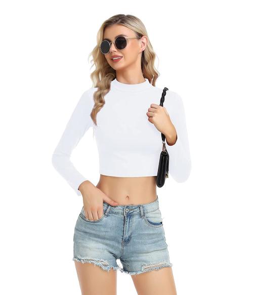 Buy Fasska High Neck Casual Crop top Full Sleeves for Womens Online at ...