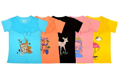 Buy ZARAFA 100% Cotton Bio Wash Girls Top Deer Print Online at Best ...