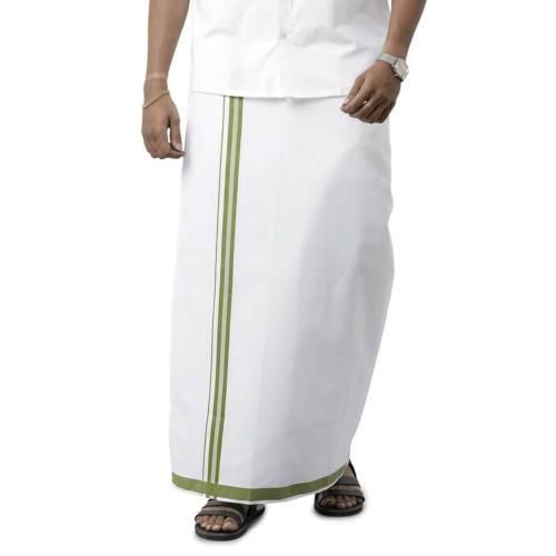 Buy Uathayam Men Olive Green Solid Cotton Pocket Dhoti Online at Best ...