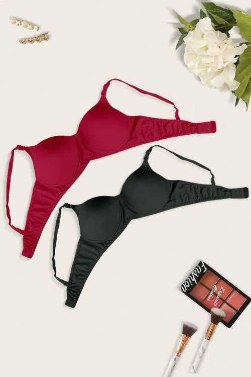 Buy LORLIVA Women Multicolor Cotton Blend Pack of 2 Heavily-Padded Bra ...