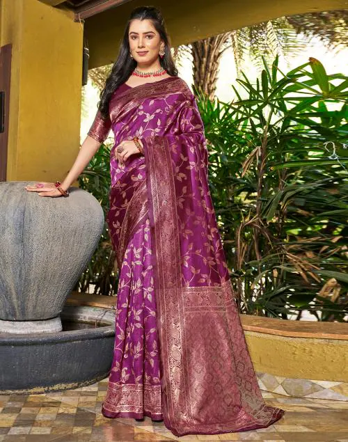Buy SIRIL Art Silk Magenta Color Saree with Blouse piece Online at Best ...