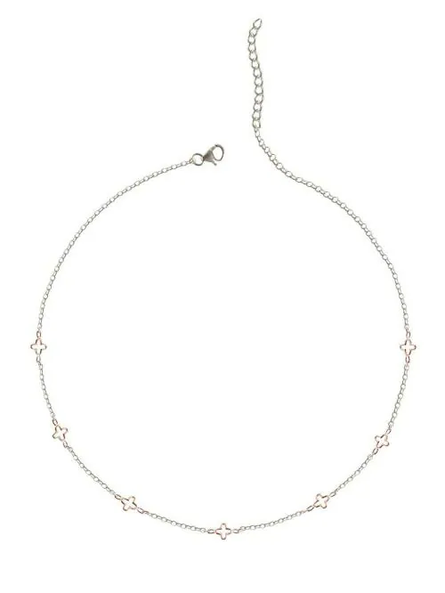 Buy CLARA 925 Sterling Silver Rose Gold Rhodium Plated Flower Necklace ...