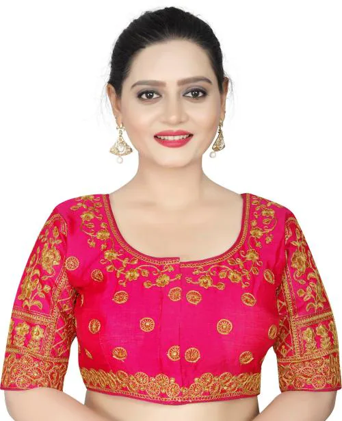 Buy Jay Pal Women Pink Art Silk Round Neck Blouse Online at Best Prices ...