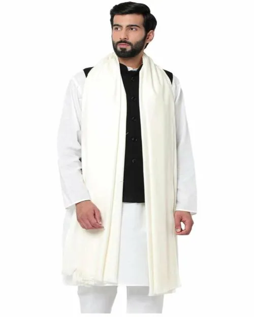 Buy KAPS Men's Plain Woollen Dhariwal Lohi/Shawl [50" X 100"] (WHITE ...