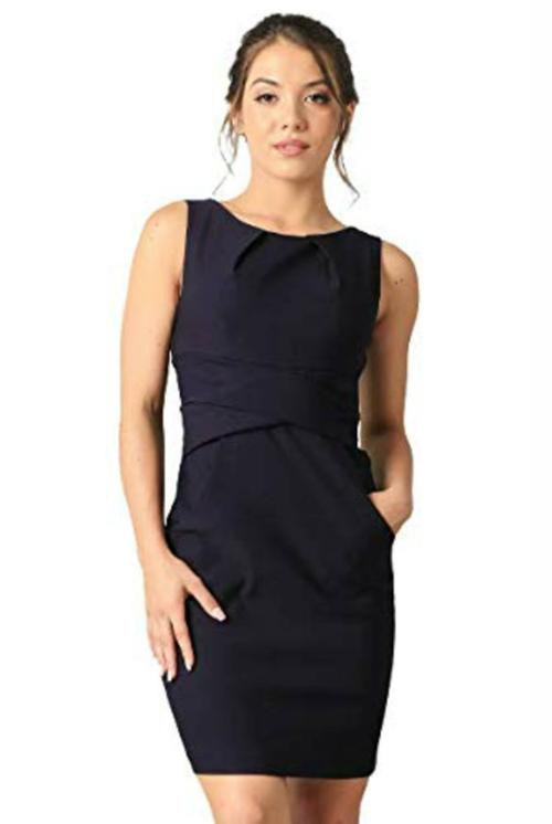 Buy Hidden Love Women Navyblue Solids Polyester Dress - XL Online at ...