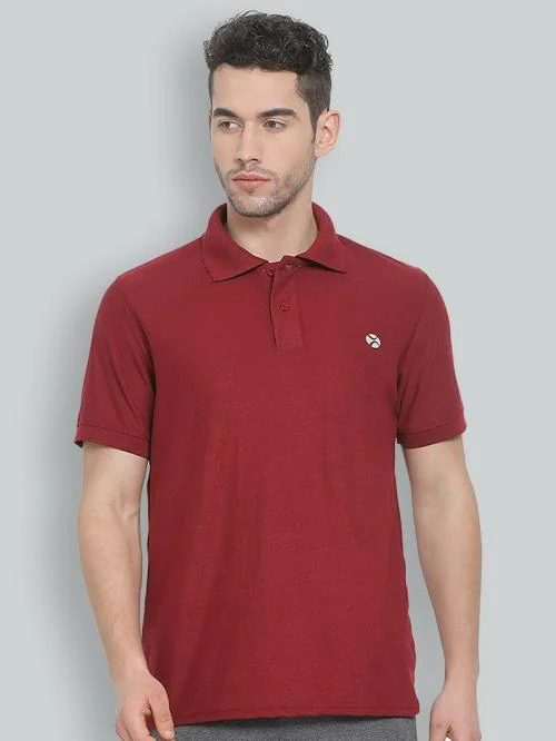 Buy Lux Nitro Cotton Blend Maroon Polo T-shirt For Men Online at Best ...