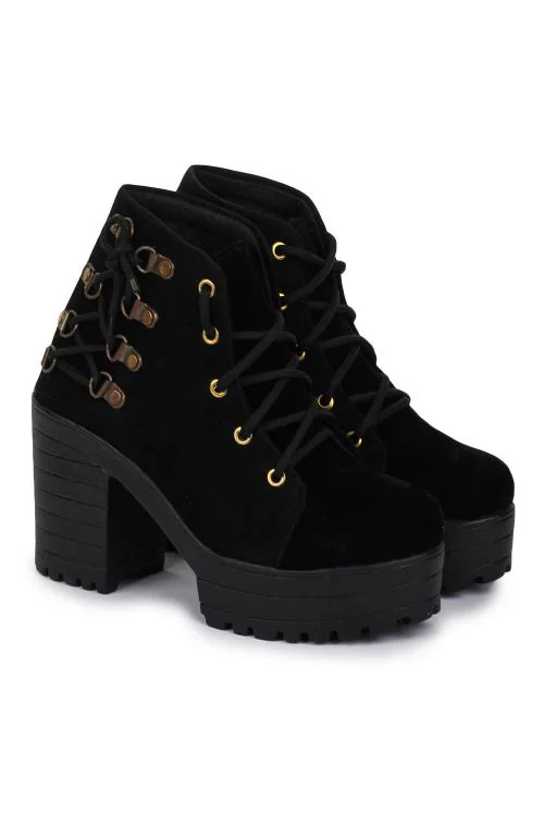 Buy Shimari's Trendy Black Suede Boots for Women Online at Best Prices ...