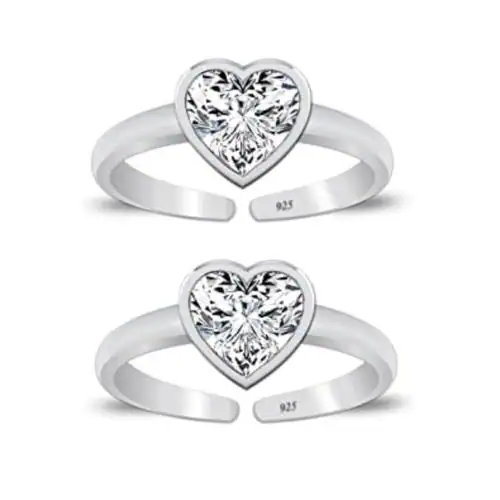 Buy Styleejewel Silver Metal White Cz Stone Toe Rings For Women-Sjtr68W ...